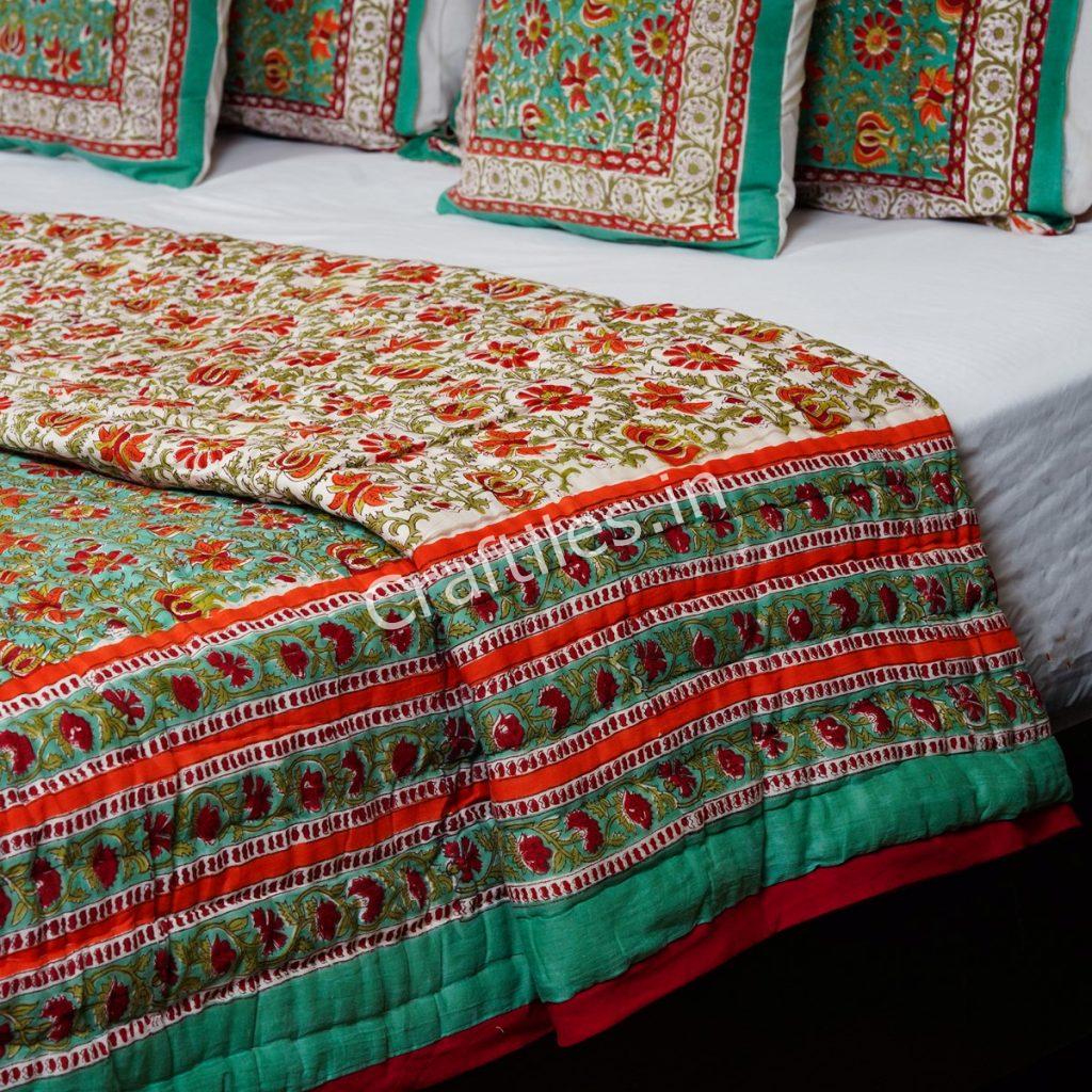 Hand Block Printing Jaipuri Razai | Single & Double Quilts Jaipuri Razai